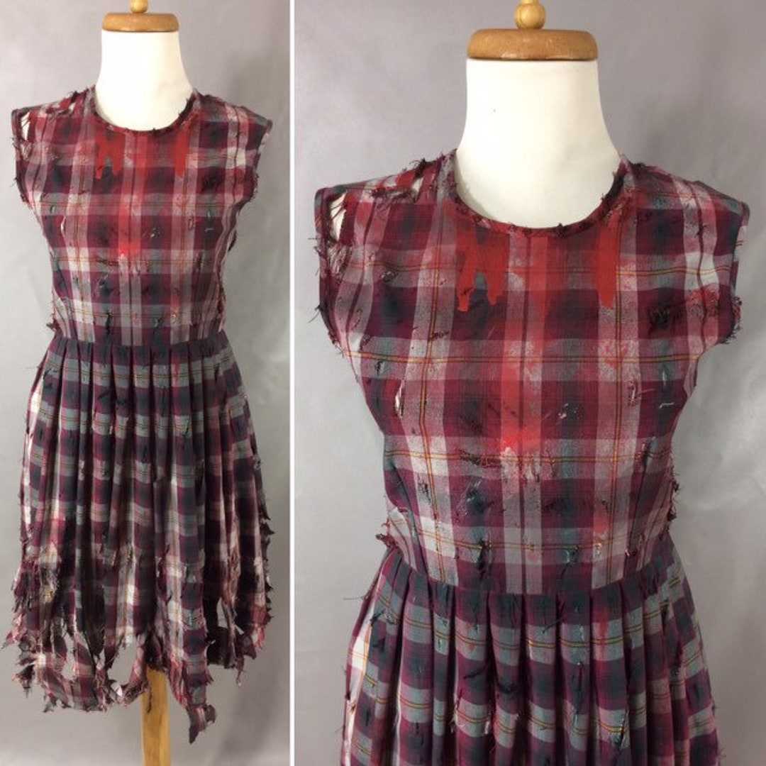 Upcycled Zombie Catholic School Girl Costume. Custom Made Bloody Plaid ...