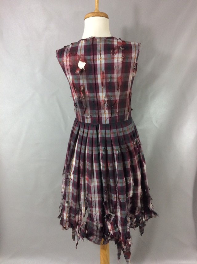 Upcycled Zombie Catholic School Girl Costume. Custom Made Bloody Plaid ...