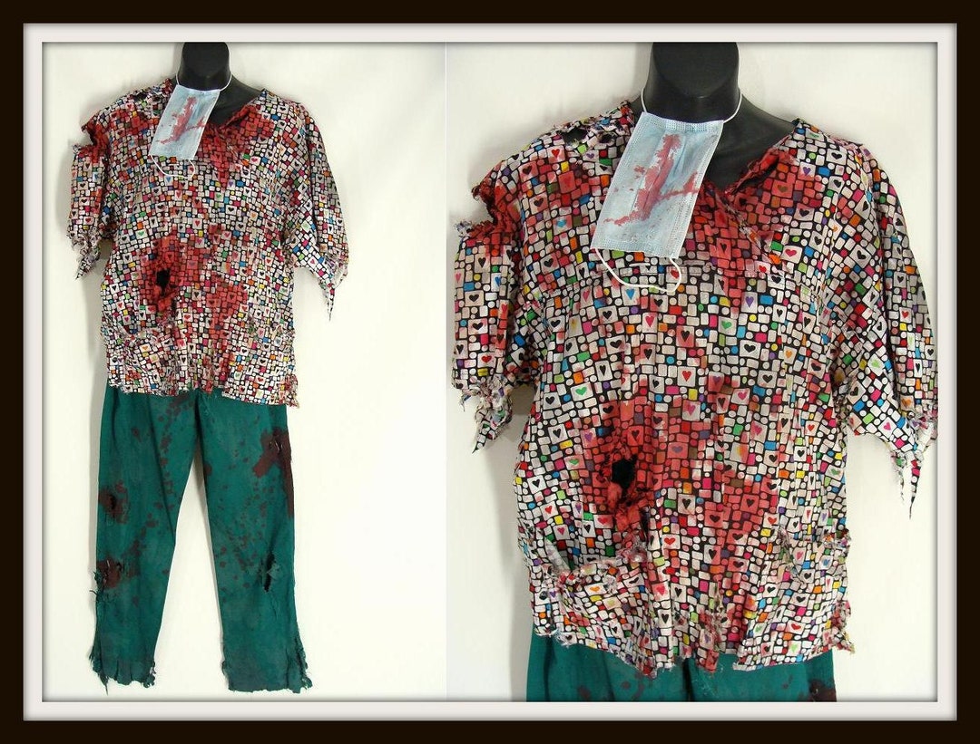 Ooak Bloody Zombie Nurse Halloween Costume. Butcher Dr Surgeon Scrubs ...