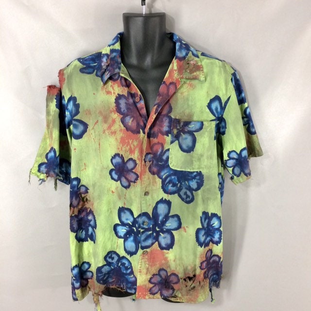 Upcycled 80s Magnum P.I. Zombie Halloween Costume. Hawaiian Shirt Luau ...