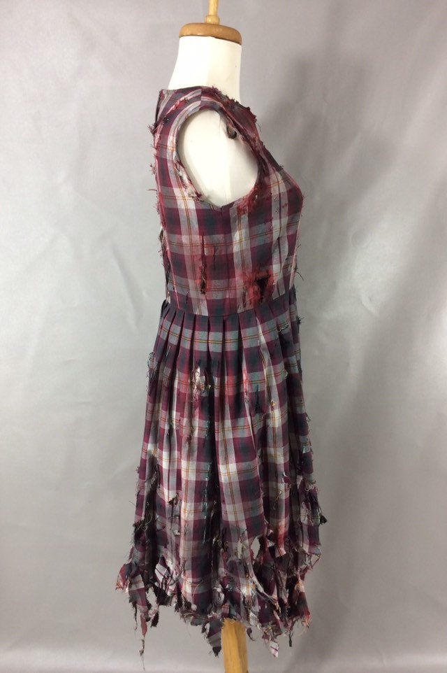 Upcycled Zombie Catholic School Girl Costume. Custom Made Bloody Plaid ...