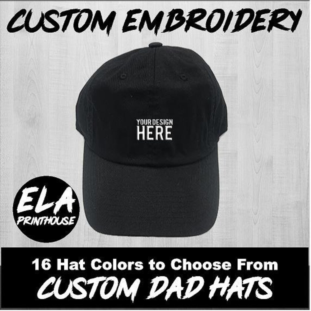Black Personalized Embroidered Dad Hat | Design Your Own Unstructured ...