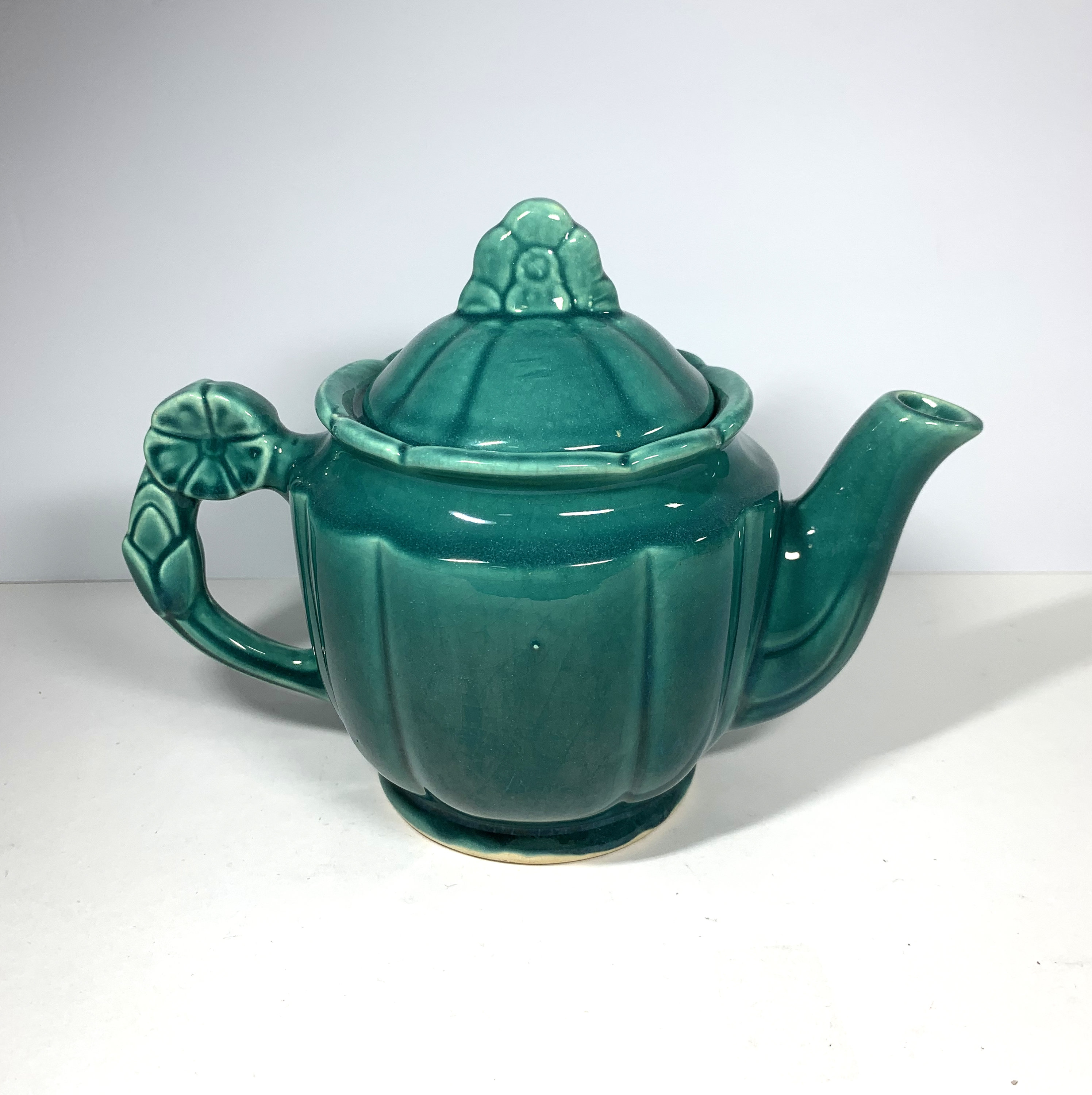 Vintage Shawnee USA Pottery Green Teapot Flower Handle Dome - Etsy