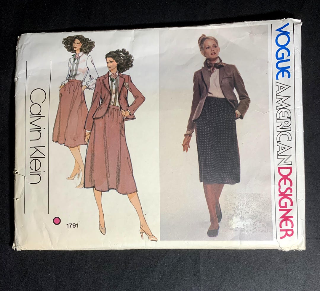 Vogue 1791 CALVIN KLEIN American Designer Pattern Jacket Skirt Size 8 ...