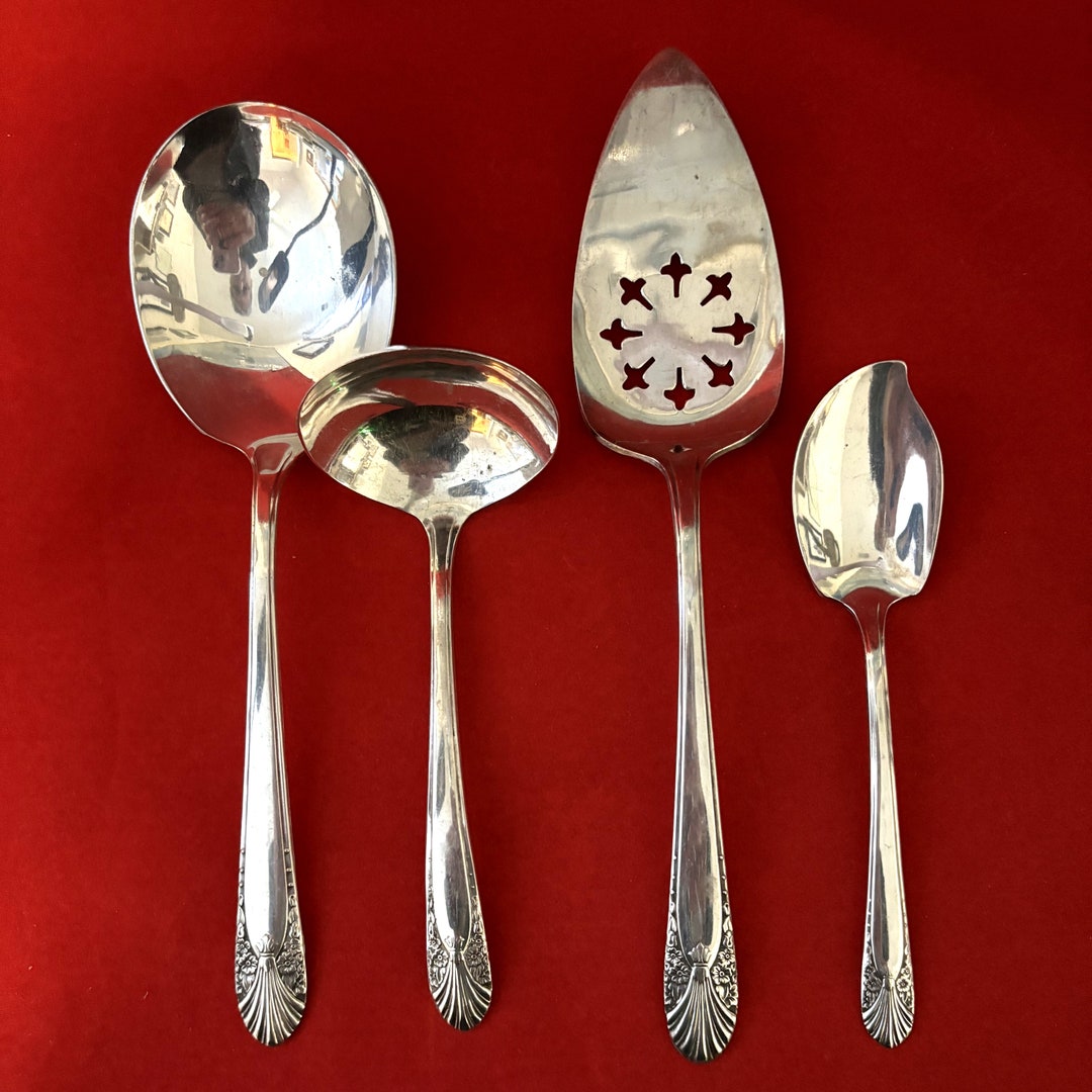 4 Pc Crown Radiance Serving Spoon Gravy Ladle Pie Server Jelly Spoon ...