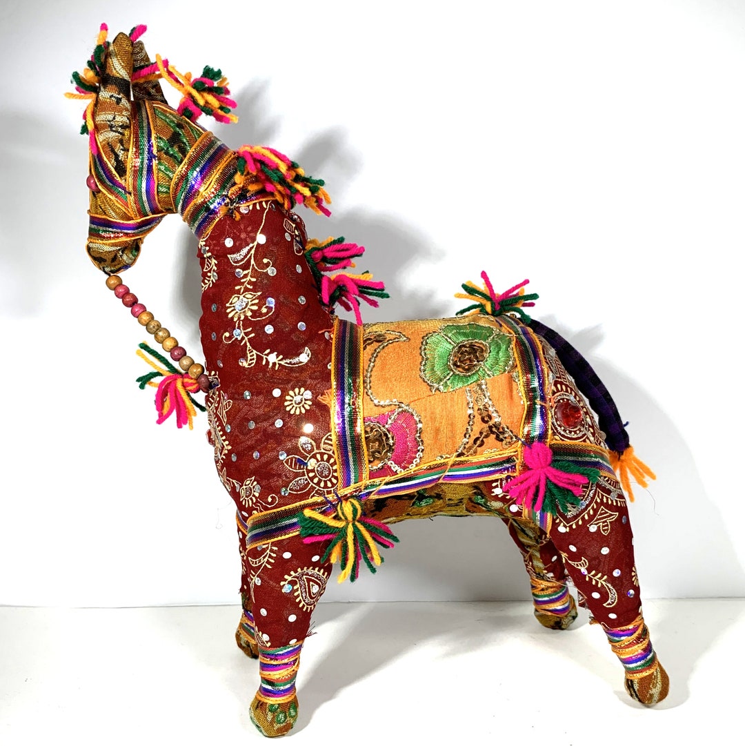 Vintage Indian Rajasthani Fabric Horse Folk Art 12 Tall X 9 Wide - Etsy