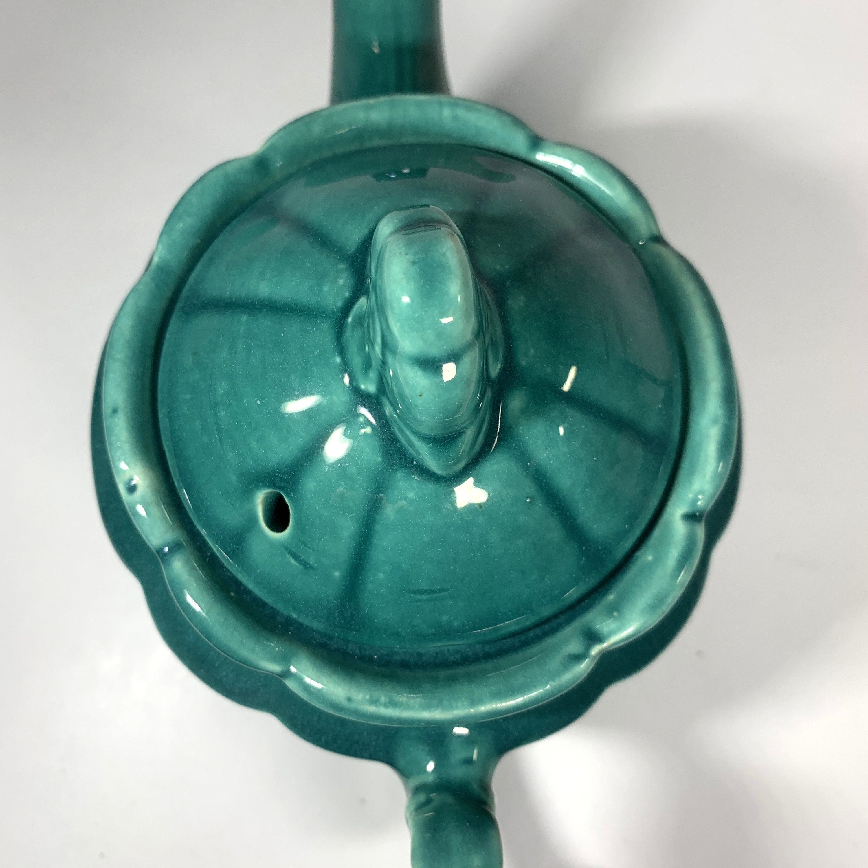 Vintage Shawnee USA Pottery Green Teapot Flower Handle Dome - Etsy