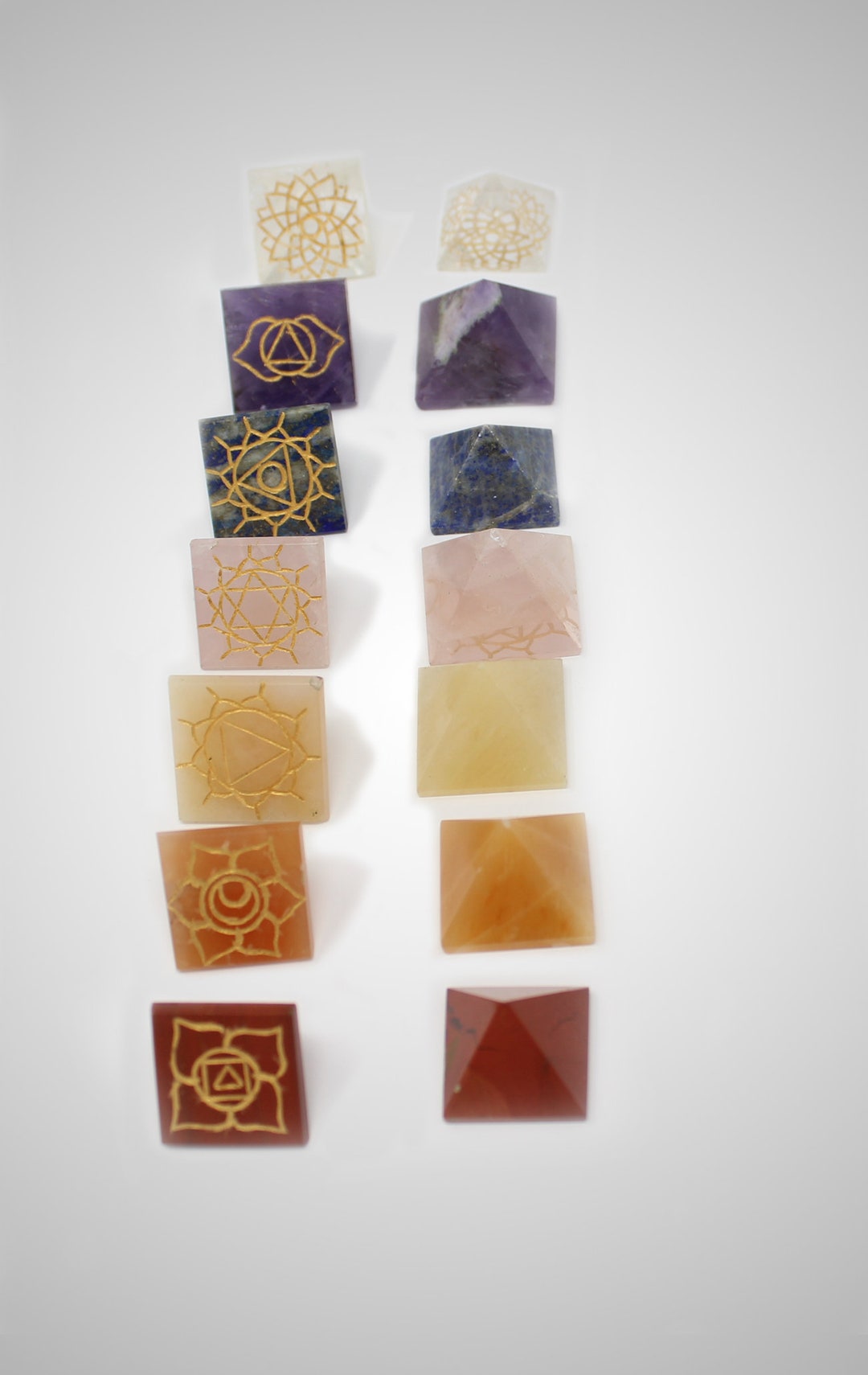 Pyramid Chakra Set, Chakra Stones, Chakra Crystals, Chakra Gemstones ...