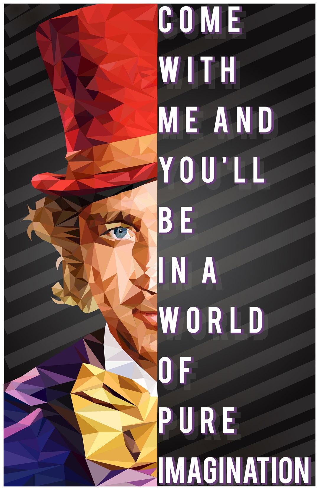 Willy Wonka Illustrated Poster Willy Wonka Wall Art Digital - Etsy