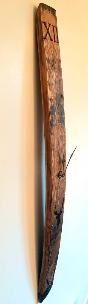 Whiskey Barrel Stave Wall Clock With Stag Highland Cow or | Etsy UK