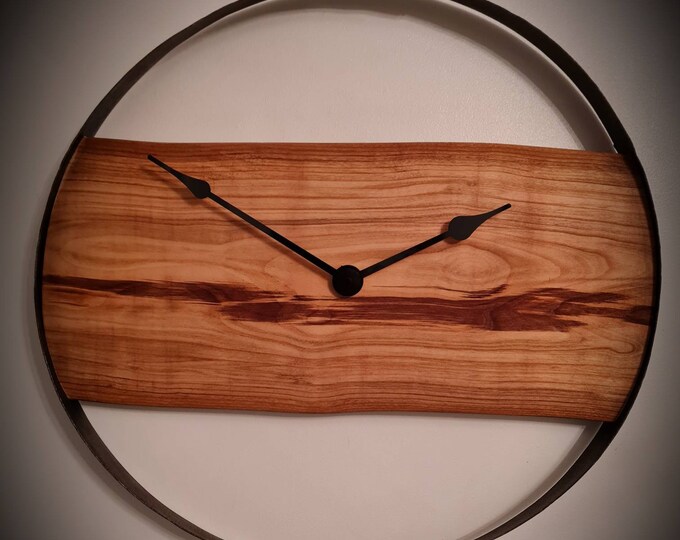 Whiskey Barrel Ring Clock With Live Edge Cherry Hardwood - Etsy UK