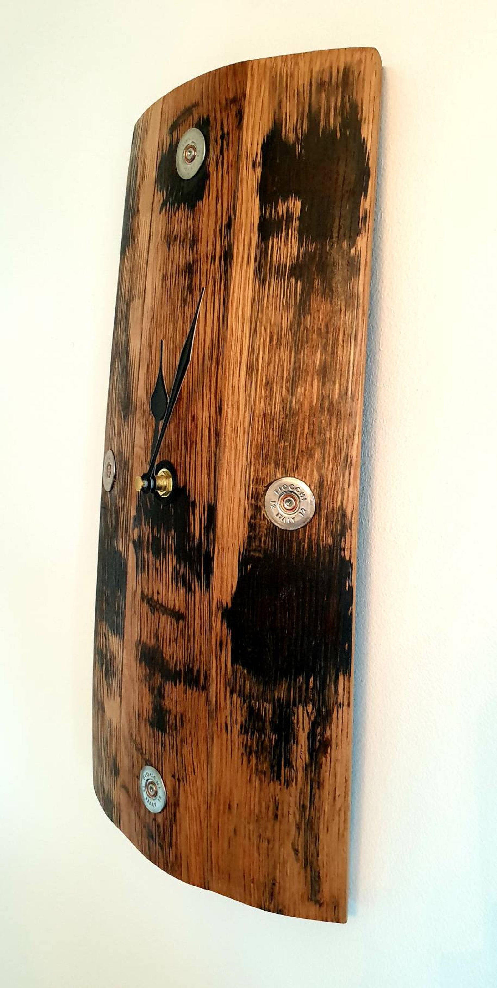 Oak Wall Clock, Oak Whisky Barrel Stave and Shotgun Cartridge Wall ...