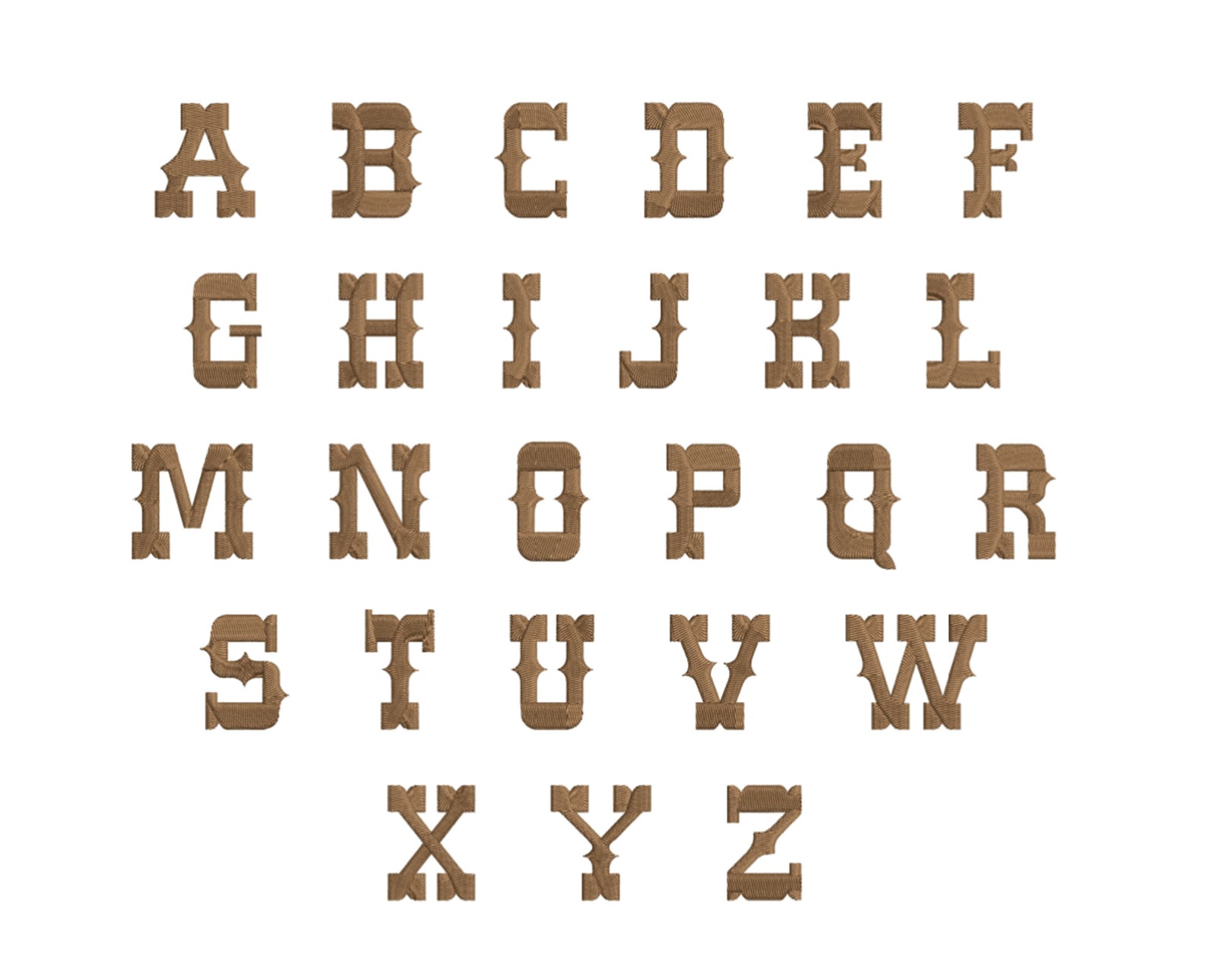 Western Embroidery Font 5 SIZES Xxx Vp3 Pes Pcs Jpx Jef Hus Exp Emd Dst ...