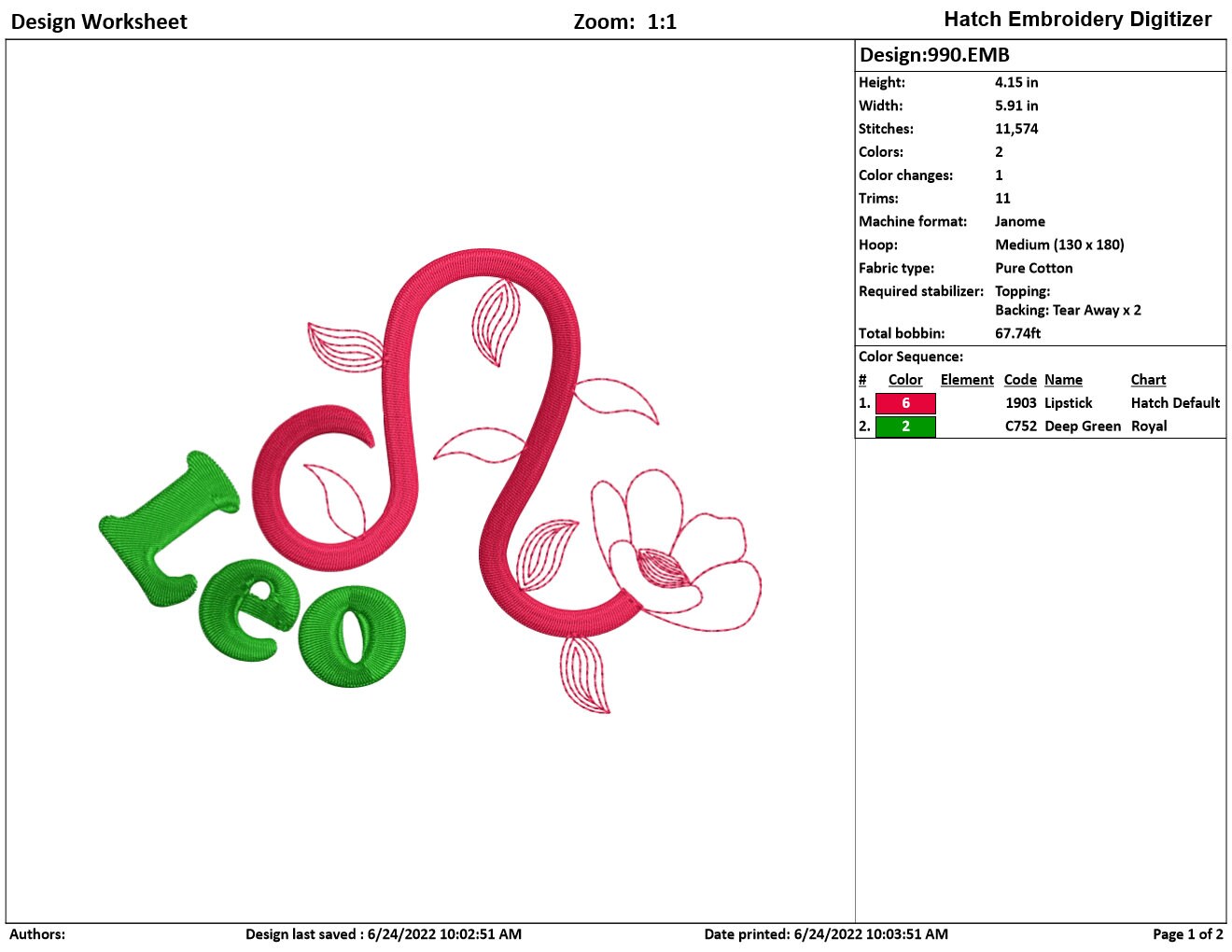 Leo Zodiac Sign Embroidery Design 7 SIZES Xxx Vp3 Pes Pcs Jpx Jef Hux ...