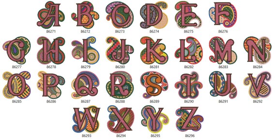 Paisley Alphabet Embroidery Design Pack disponible pour 4x4 | Etsy