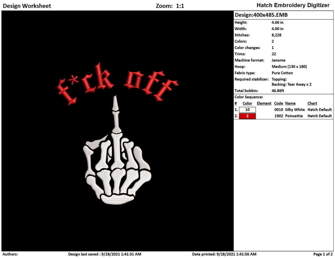 Skeleton Hand Embroidery Design 3 SIZES Dst Exp Hus Jef Jpx - Etsy