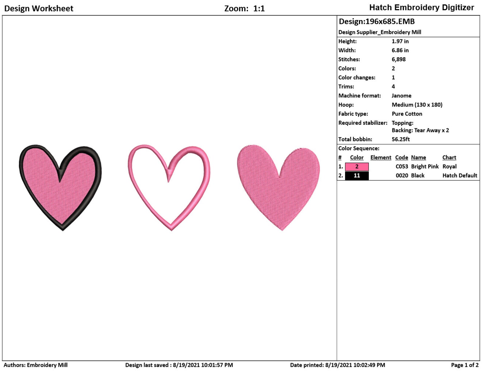 Cute Hearts Embroidery Design 4 SIZES dst exp hus jef jpx pes | Etsy