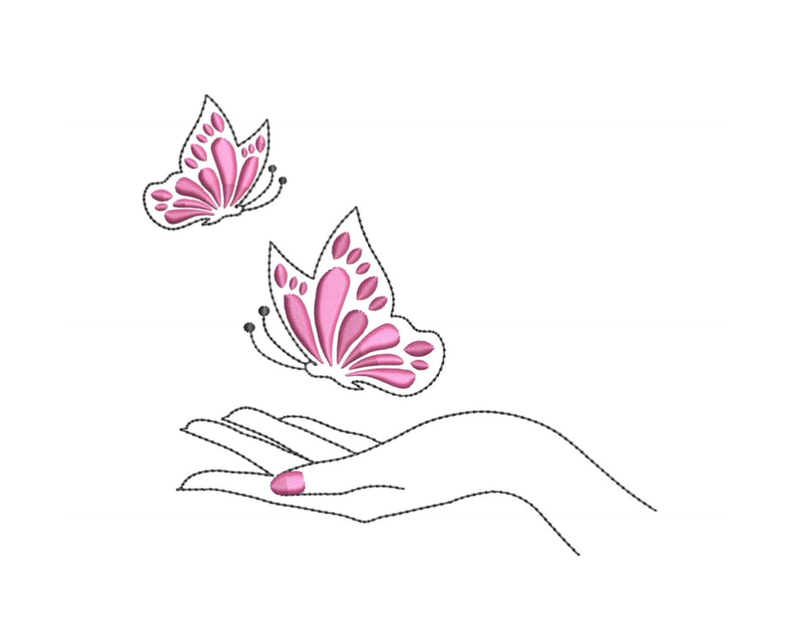 Hand Butterfly One Line Art Embroidery Design 2 SIZES Dst Exp - Etsy