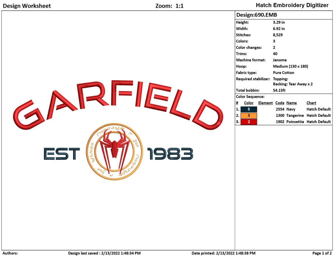 Garfield Embroidery Design 7 SIZES Dst Exp Hus Jef Jpx Pes Vp3 - Etsy