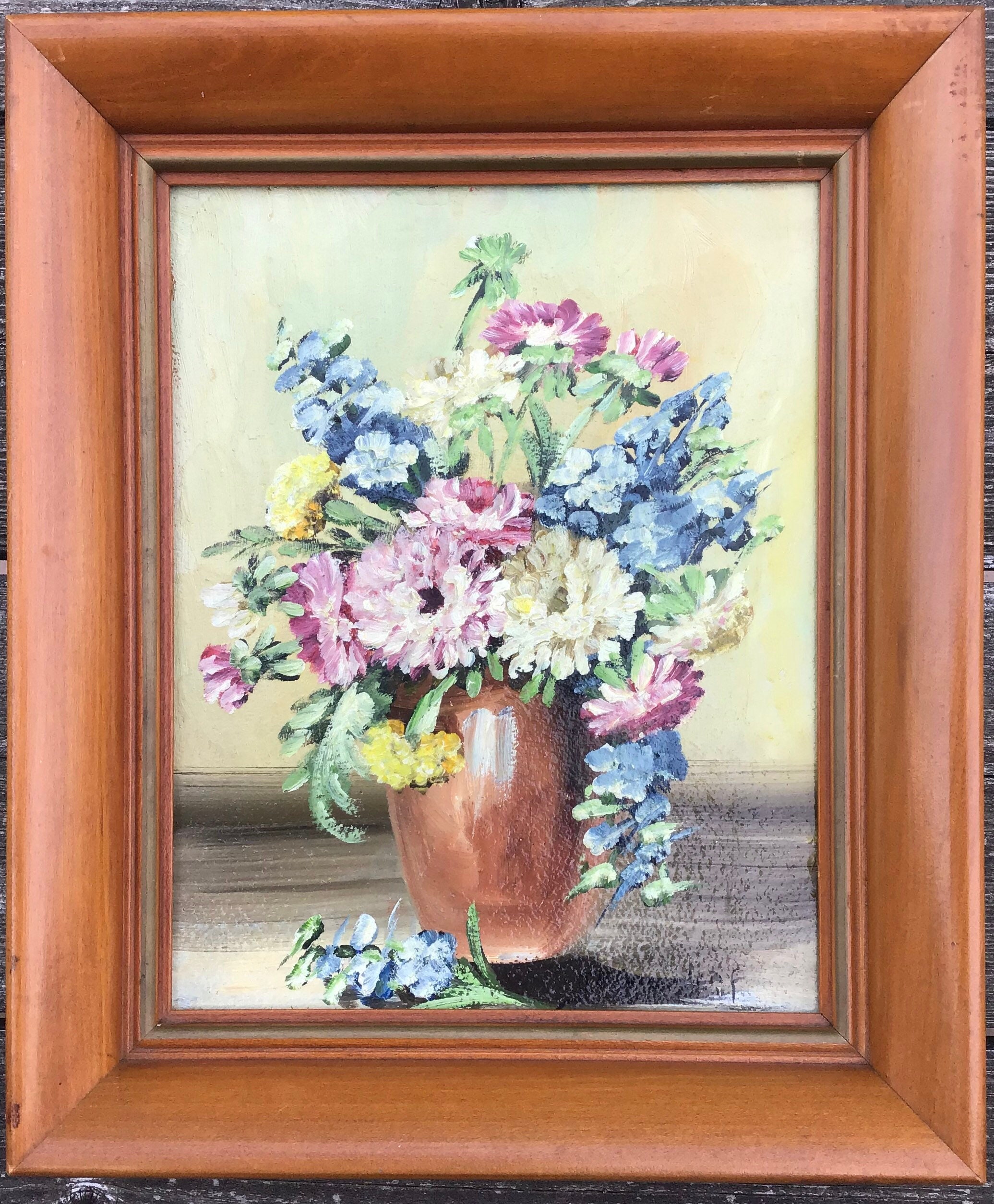 Vintage Floral by American Janet Greenleaf Original Oil Painting With ...