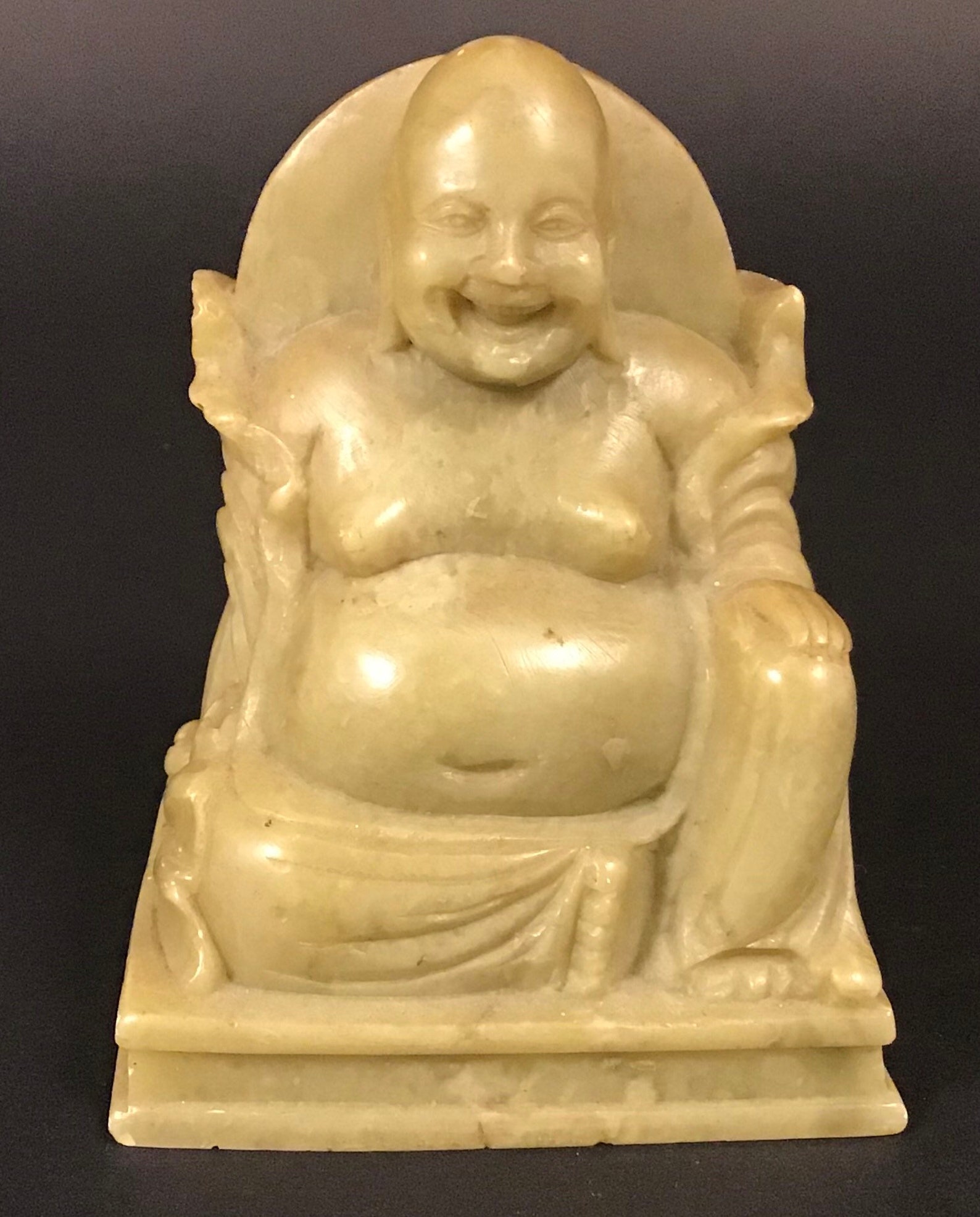 Vintage Buddha Hand Carved Soapstone Laughing Buddha Hotei Yoga Studio ...