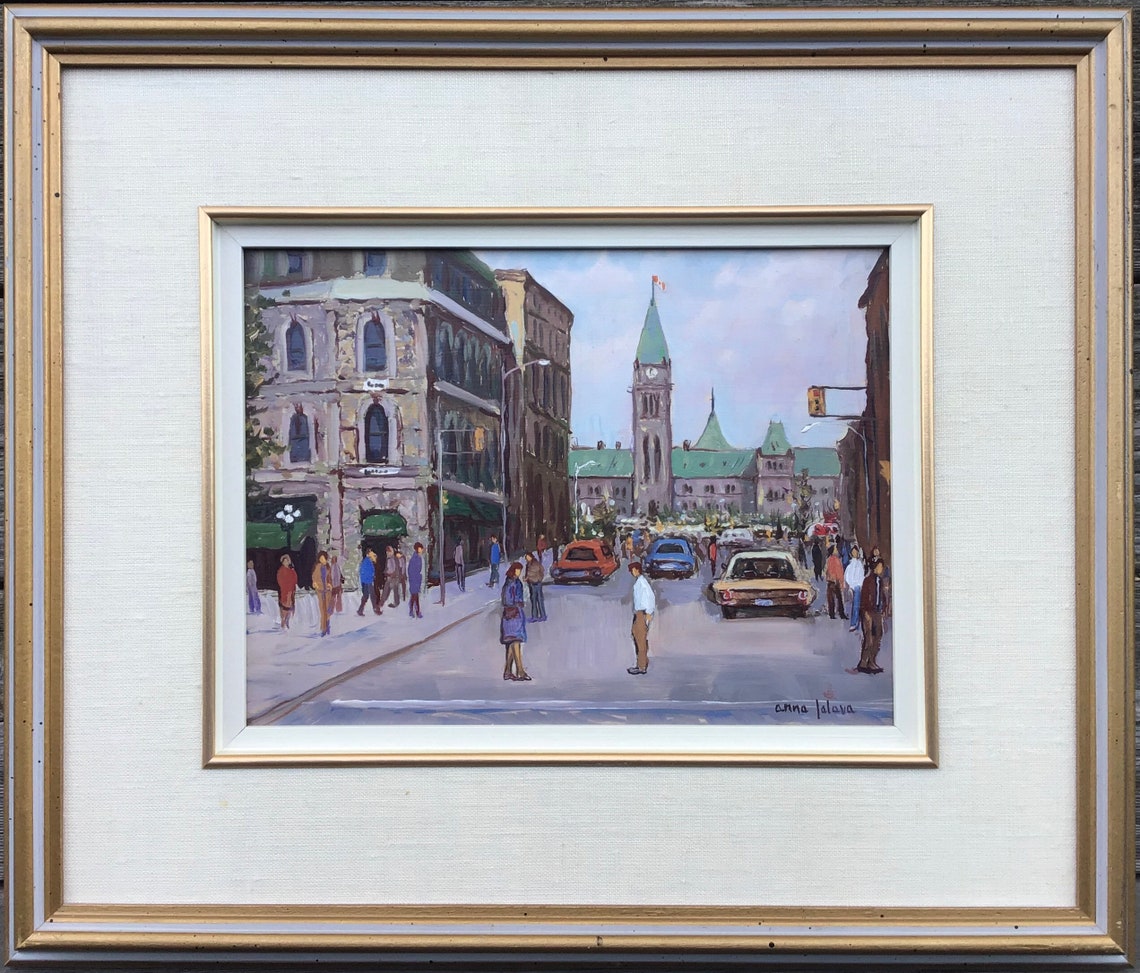 Vintage Painting Anna Jalava Original Art Parliament Building Ottawa ...