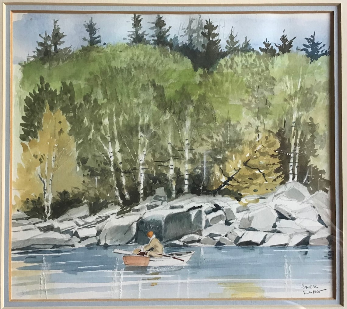 2 Acuarelas vintage John "Jack" G. Long 1918-2008 listado artista ...