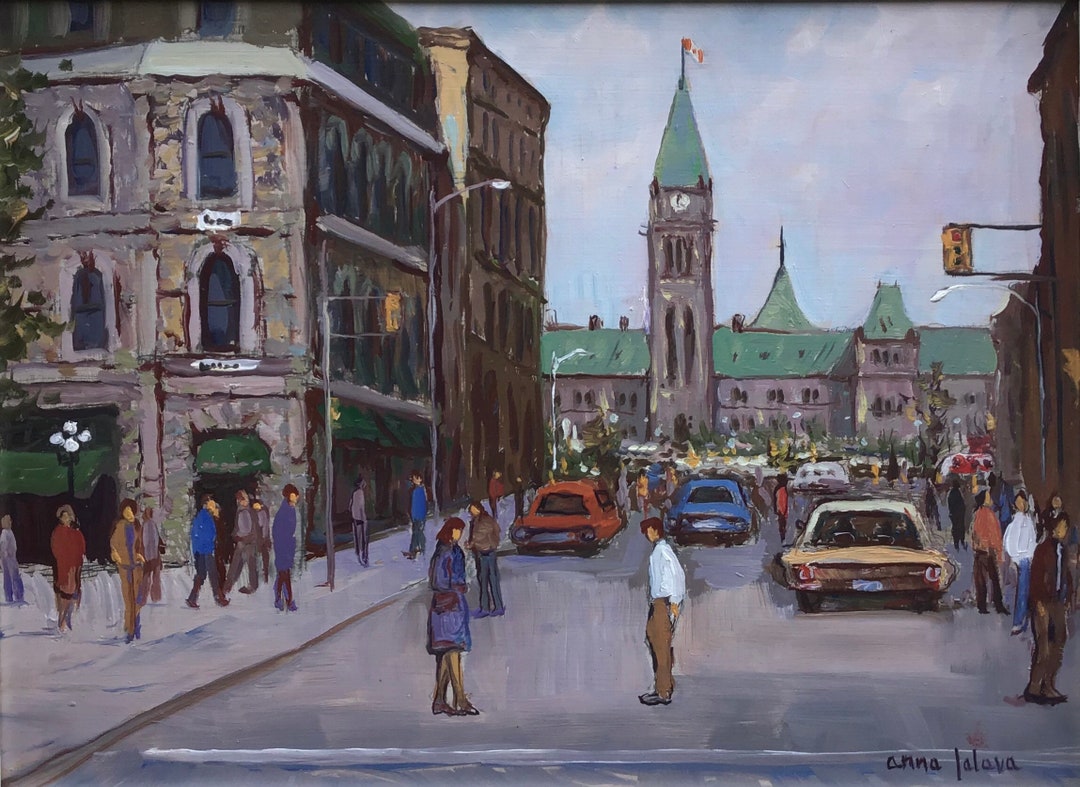 Vintage Painting Anna Jalava Original Art Parliament Building Ottawa ...