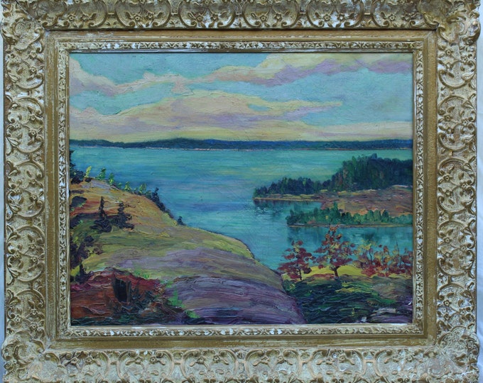 Vintage Canadian Landscape Original Oil Painting Clifton Wellington ...