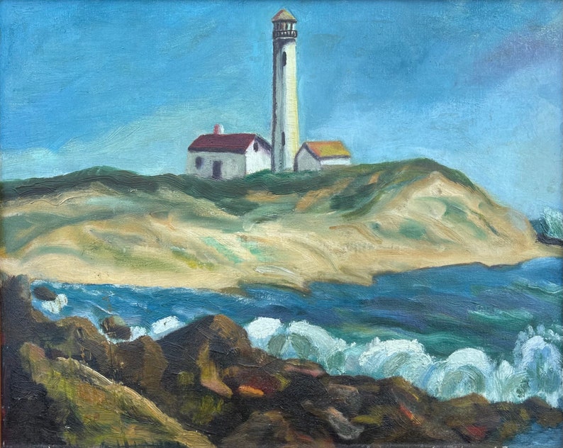 Vintage American Lighthouse Painting Circa 1960s Mystery Artist ...