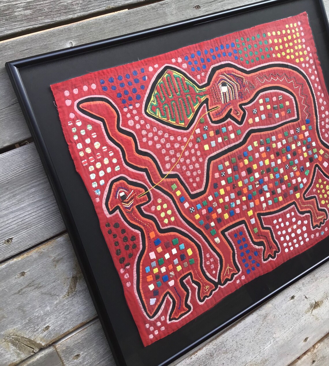 Vintage Molas Kuna Indian San Blas Islands Panama Framed Wall Art Cuna ...