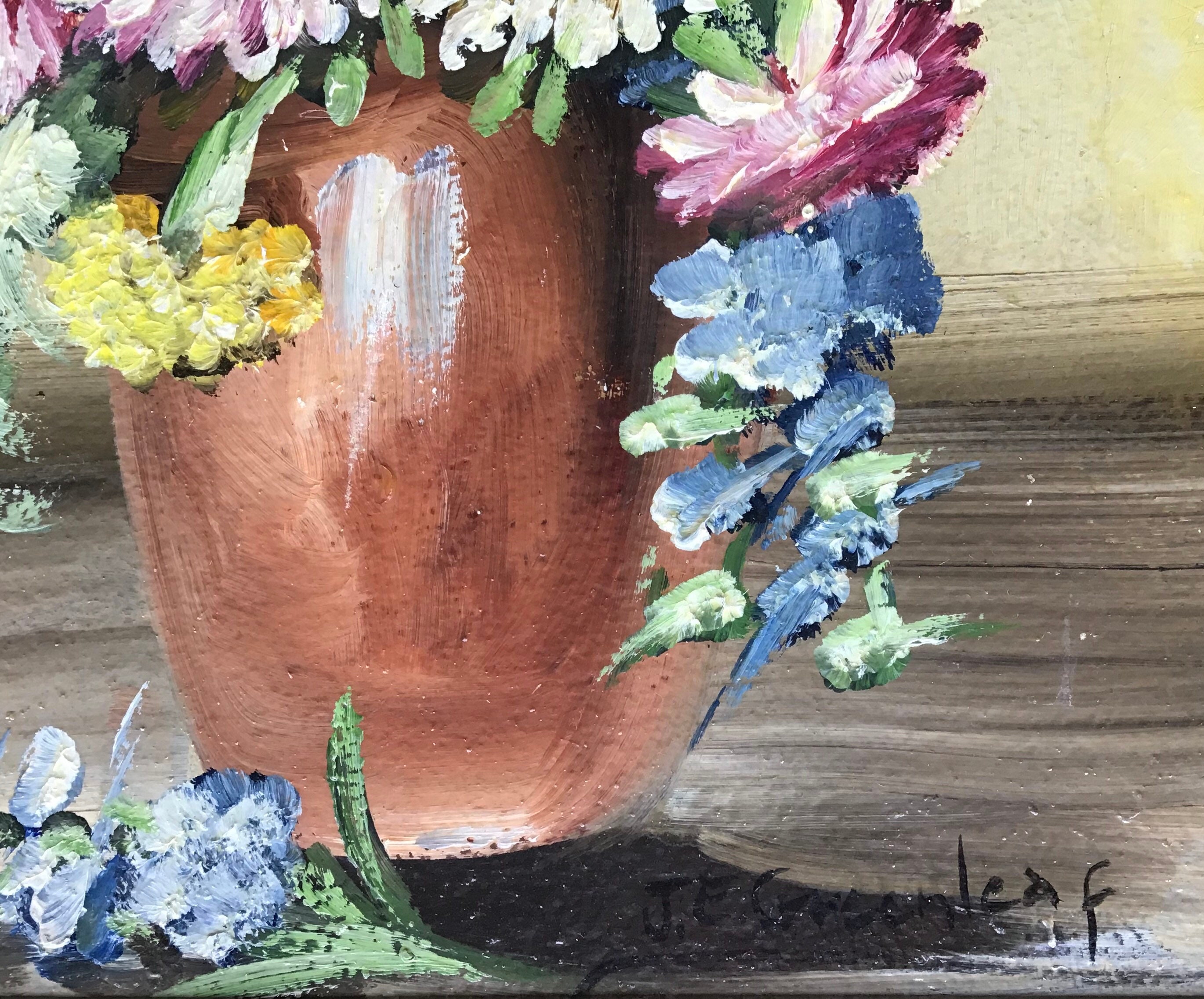Vintage Floral by American Janet Greenleaf Original Oil Painting With ...