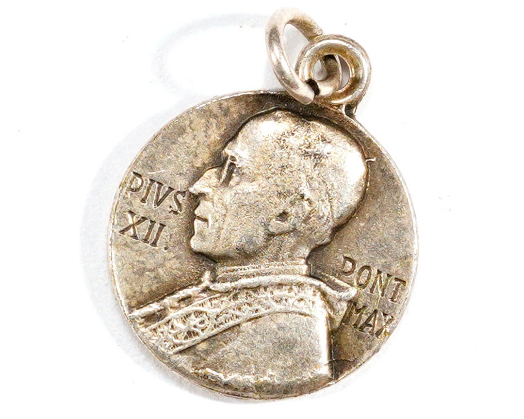 Vintage Catholic Pope Pius XII Double-sided Virgin Mary Charm Medal • PONT MAX Religious Charm ...