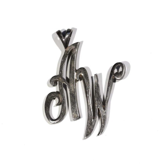Vintage Sterling AW Name Plate Monogram Initials Silv… - Gem