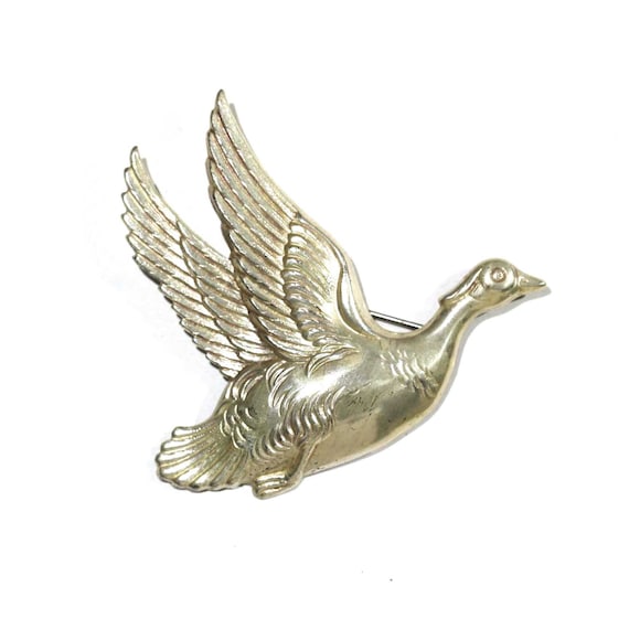 Vintage HUGE Flying Pheasant Duck Hunt Hunting Sterli… - Gem