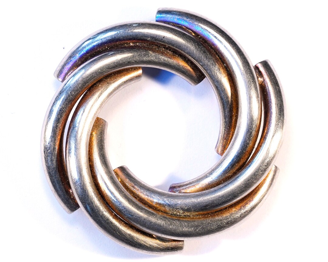 Vintage Silver Tubular Hesse Style Swirly Floral Tornado Abstract ...