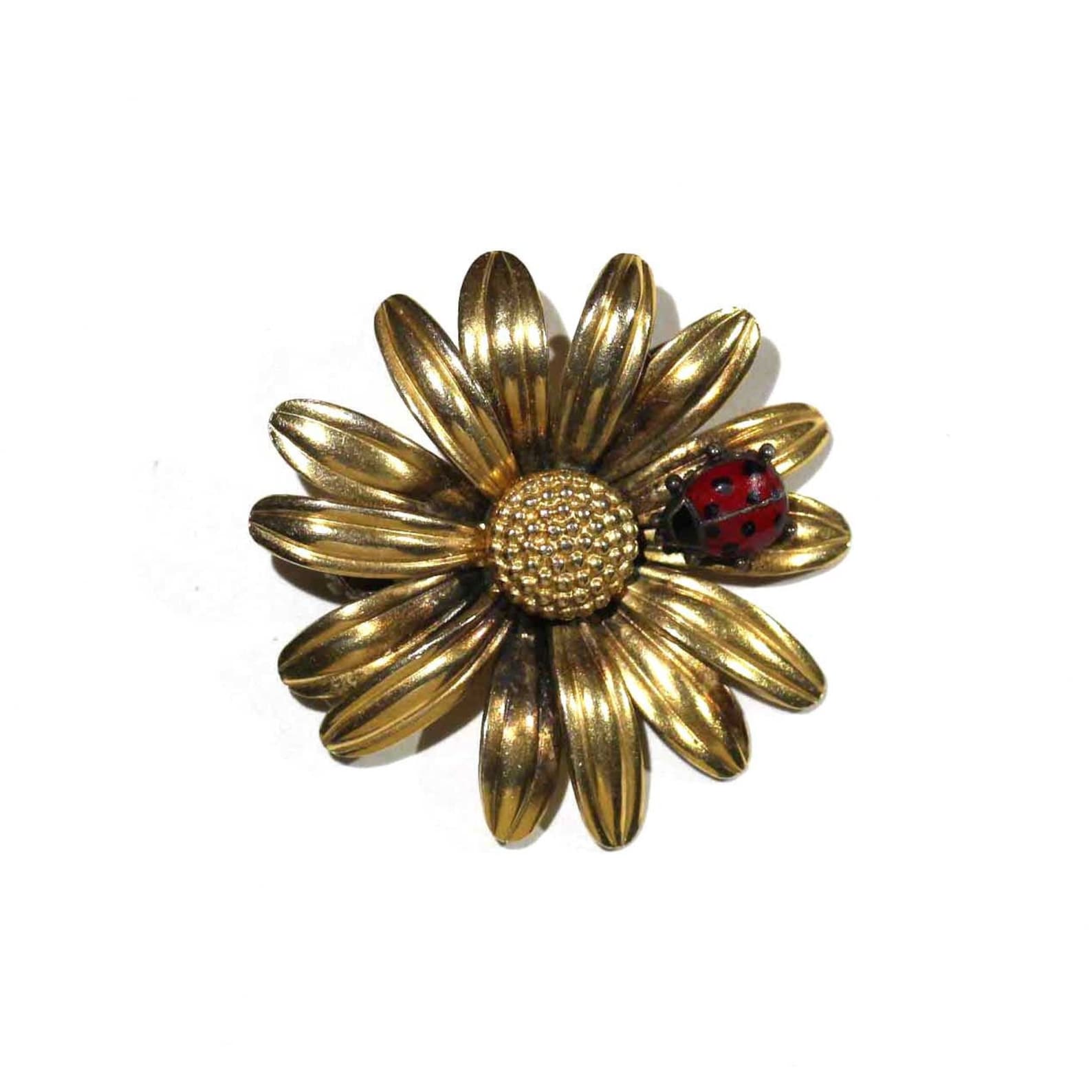 Vintage Harry S. Bick (HSB) 12k Gold Filled Daisy Painted Enamel ...