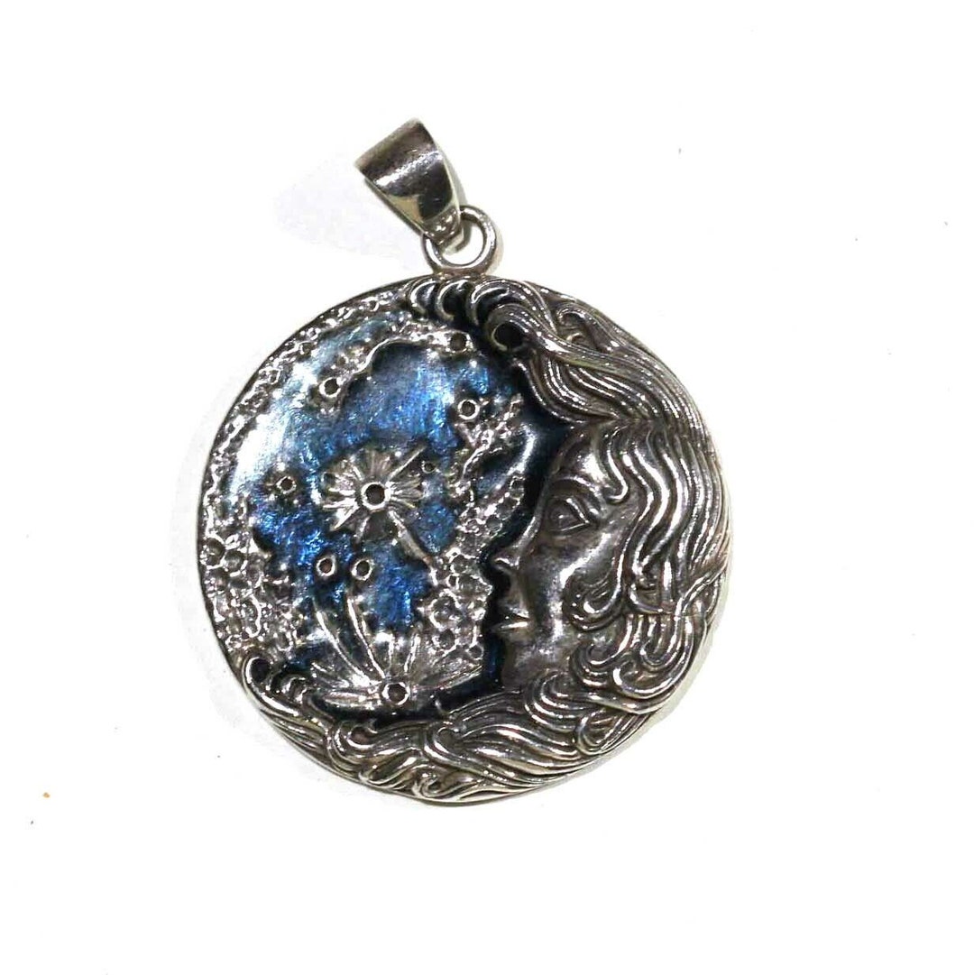 1994 Oberon Zell Moon Face Goddess Sterling Silver Pendant Peter Stone ...