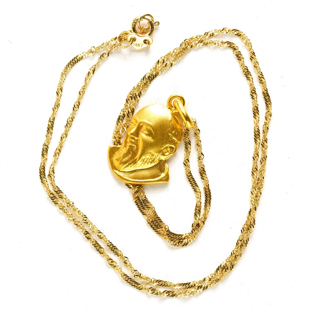 Vintage 18k Gold St Saint Padre Pio Religious Detailed Charm Pendant ...