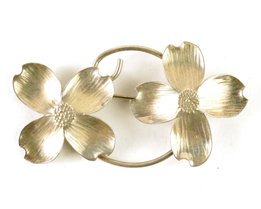 Vintage Stuart NYE Handmade Dogwood Flower Leaf Botanical Sterling ...