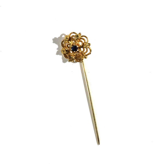 Antique Raw Gold Nugget Yellow Gold Stick Pin With Fl… - Gem