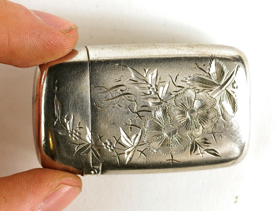 Antique Victorian H&D Sterling Silver Vesta Match Safe Case Floral ...
