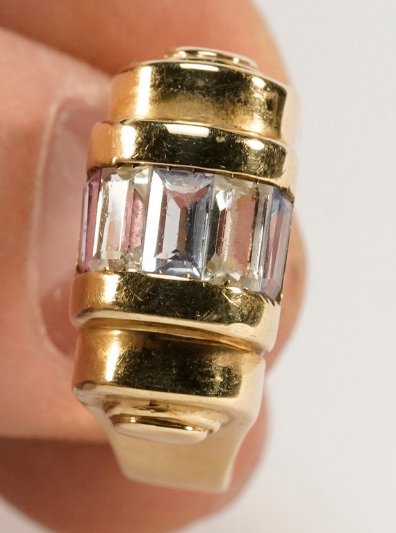 Vintage 18k Yellow Gold Multi-color Gemstone Art Deco… - Gem