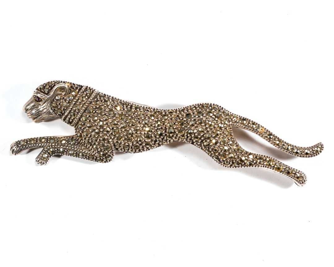 Vintage Sterling Marcasite "black Diamonds" Intricate Silver Long ...