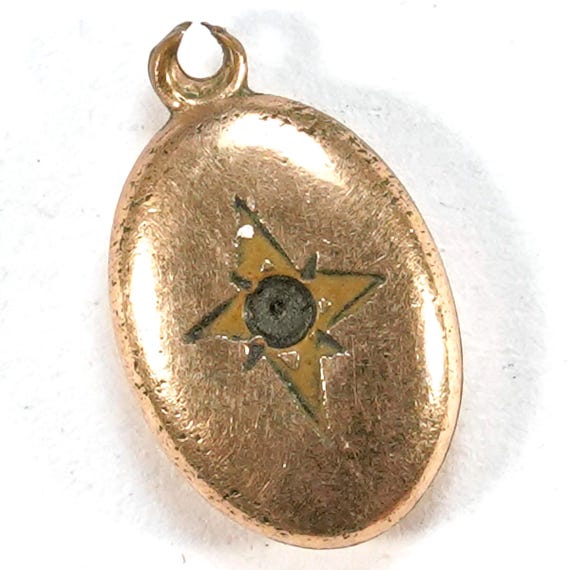 Antique Smooth Gold Filled Egg Shaped Star Mini Charm - Gem