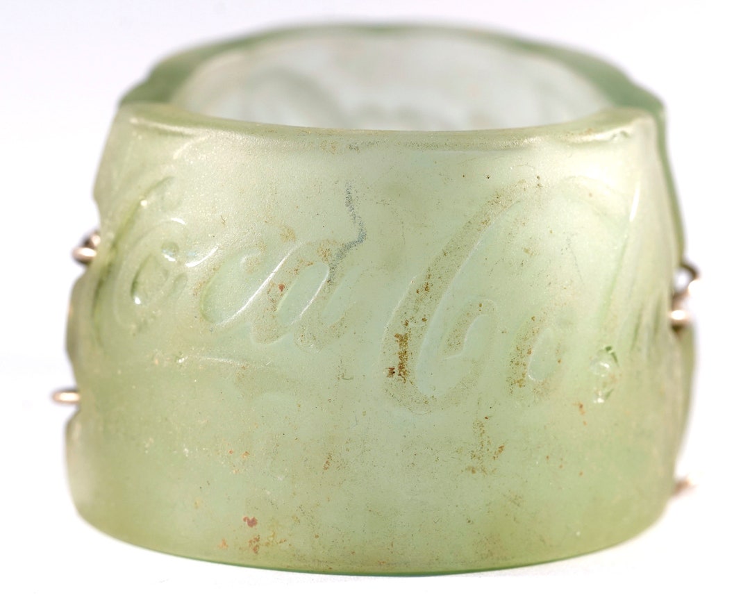 Vintage Coca Cola Coke Bottle Green Glass Sterling Silver Large Wide ...