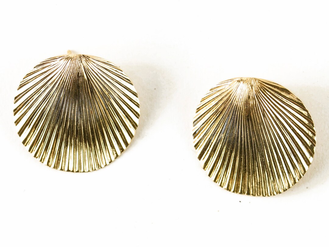 Vintage 14k Yellow Gold Oyster Sea Shell Clam Shell Earrings - Etsy