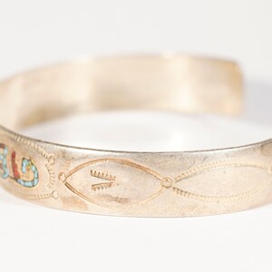 Vintage Navajo or Hopi Inlay Crushed Stone Red Coral and Blue Turquoise ...