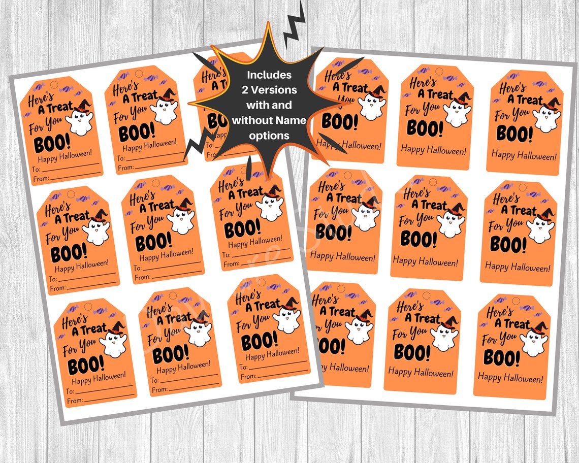 Halloween Gift Tags Printable / Cute Ghost Treat Gift Tags / Cookie and ...