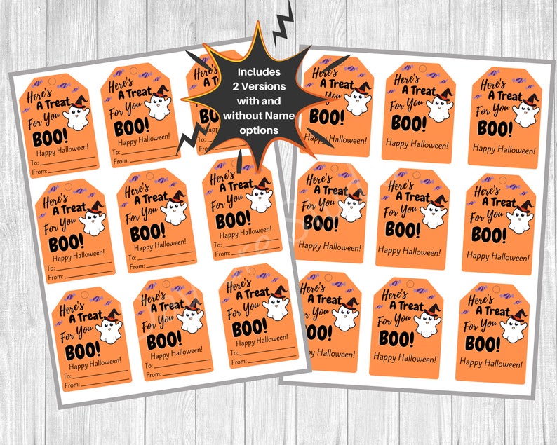 Halloween Gift Tags Printable / Cute Ghost Treat Gift Tags / Cookie and ...